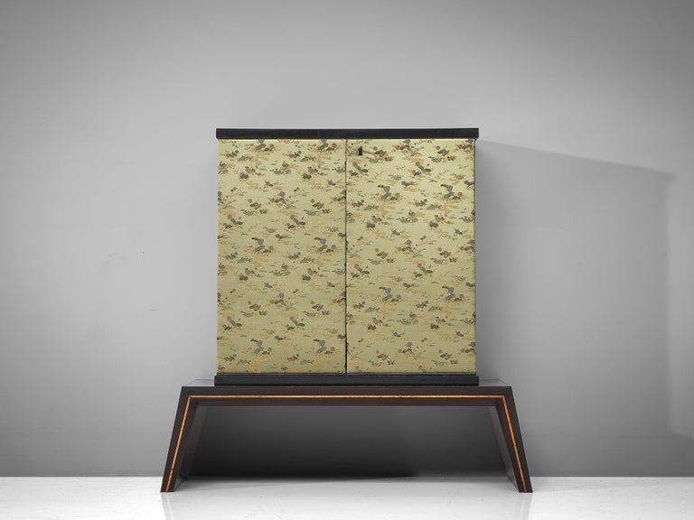 Japanese Style Dry Bar in Wood and Silk For Sale at 1stDibs