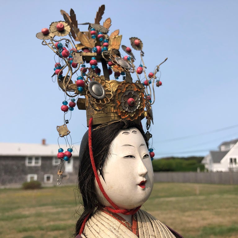 Japanese Signed Pair Tall Imperial Princess and Prince Dolls, Edo ...