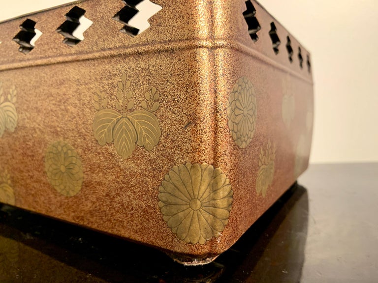 Japanese Tabako-Bon High Sided Tray with Imperial Mon, Meiji Period ...