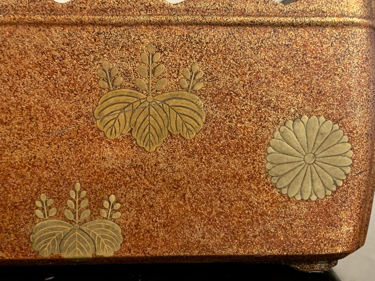 Japanese Tabako-Bon High Sided Tray with Imperial Mon, Meiji Period ...