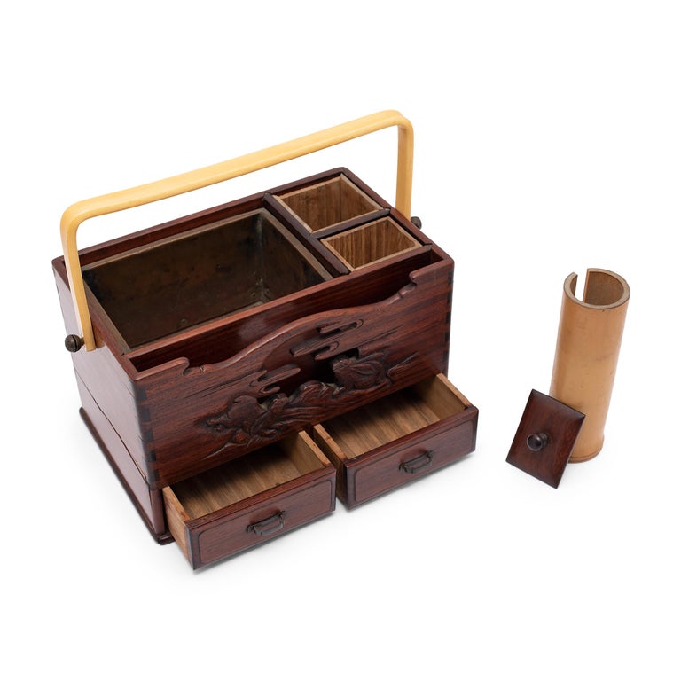 Japanese Tabako-bon with Two Rabbits, c. 1920 For Sale at 1stDibs