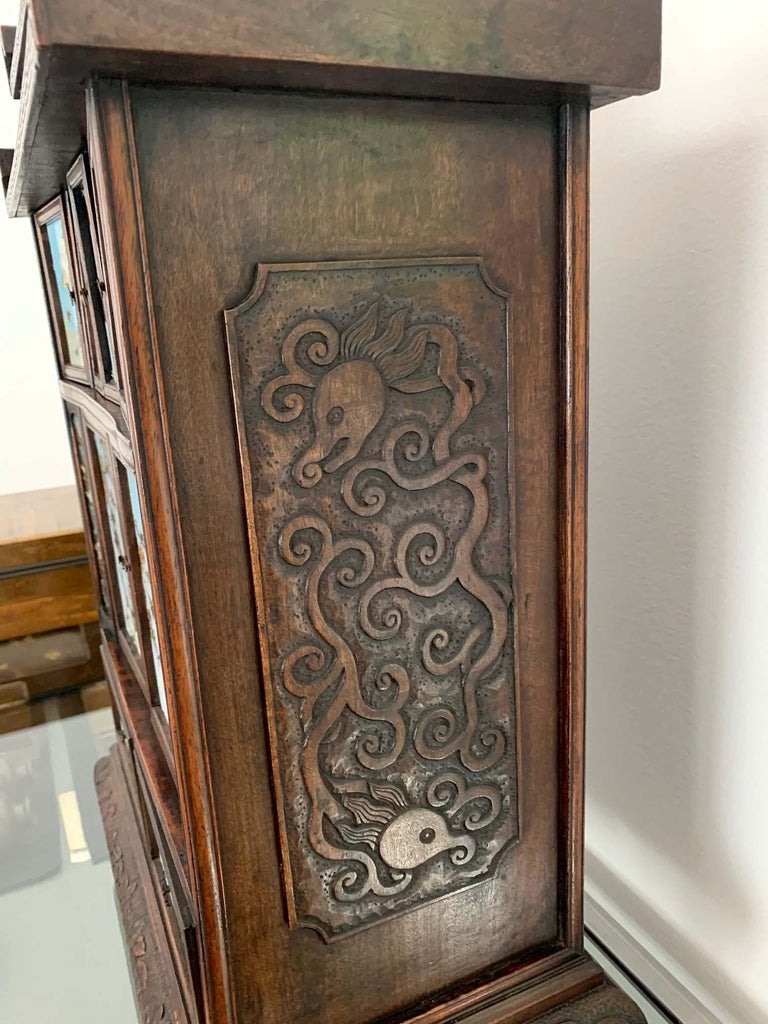 Japanese Table Cabinet with Cloisonne Panels in the style of Namikawa ...