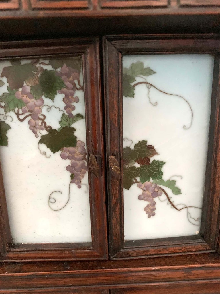 Japanese Table Cabinet with Cloisonne Panels in the style of Namikawa ...