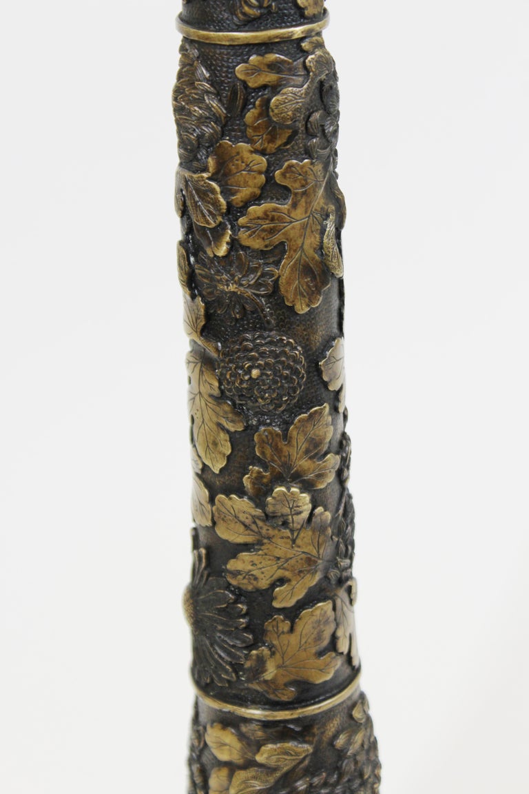 Japanese Taisho Art Nouveau Bronze Table Lamp with Chrysanthemums and ...