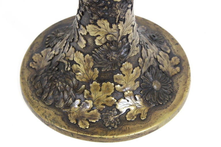 Japanese Taisho Art Nouveau Bronze Table Lamp with Chrysanthemums and ...
