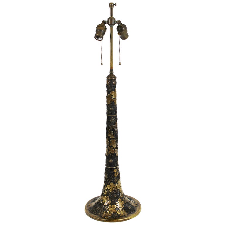 Japanese Taisho Art Nouveau Bronze Table Lamp with Chrysanthemums and ...