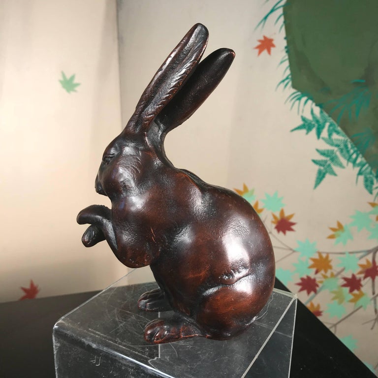 Japanese Tall Antique Bronze Rabbit at 1stDibs