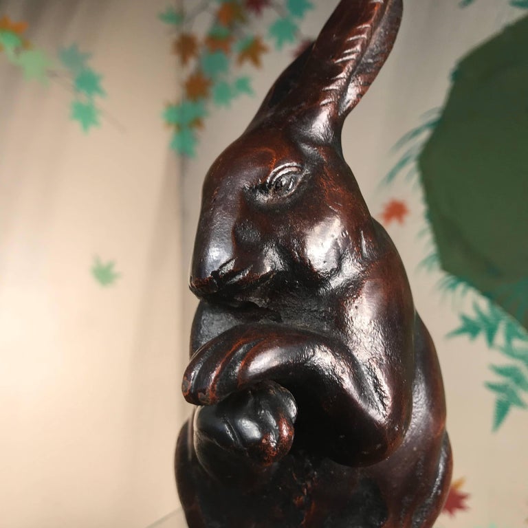 Japanese Tall Antique Bronze Rabbit at 1stDibs