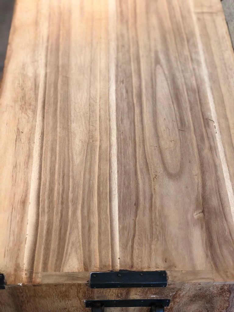 Japanese Tansu Light Wood Kiri Black Hardware Chest Side Table Bedside ...