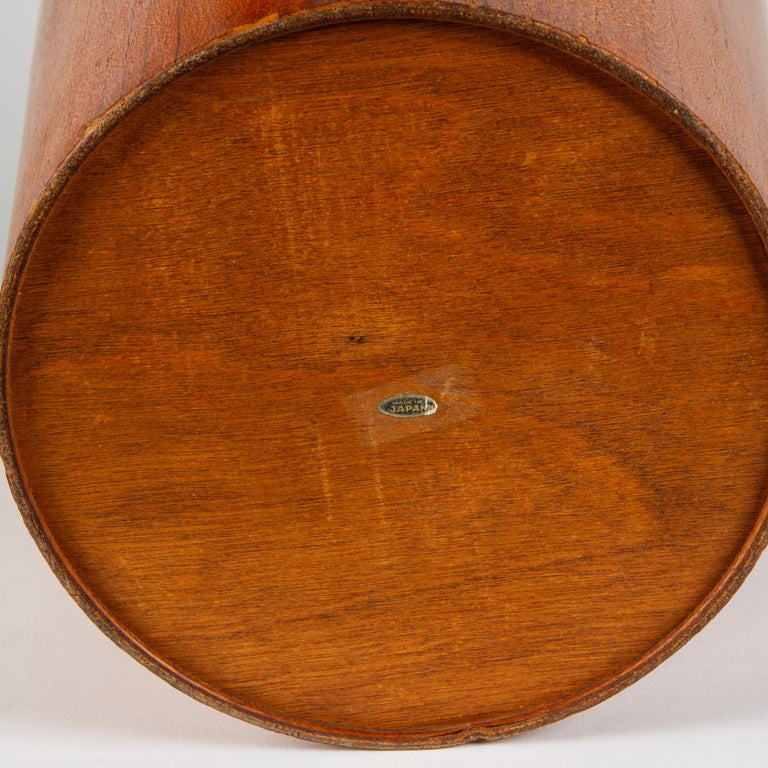 Japanese Teak and Sapele Wood Waste Bin For Sale at 1stDibs