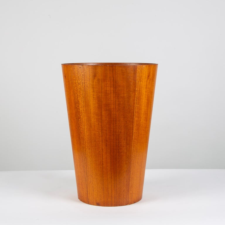 Japanese Teak and Sapele Wood Waste Bin For Sale at 1stDibs