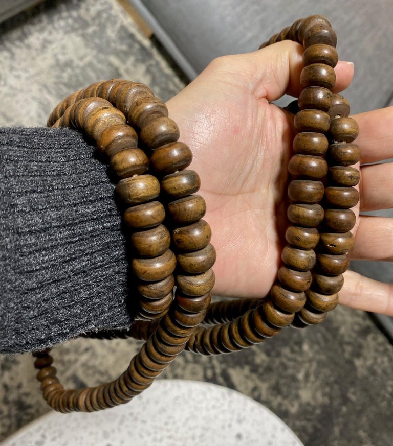 Japanese Temple Shrine Buddhist Monk Juzu Prayer Wood Beads Mala Rosary ...