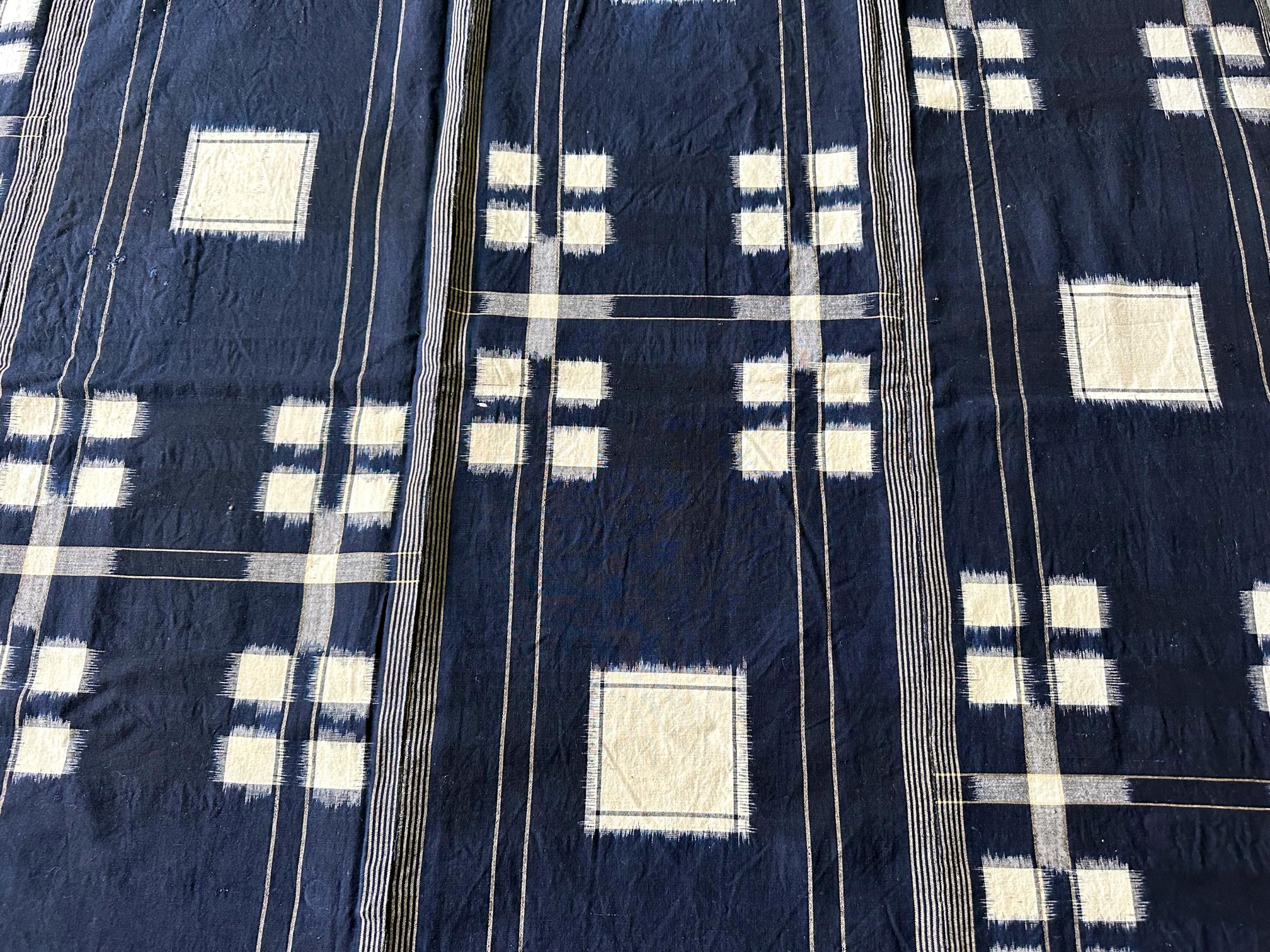 Japanese Textile Panel Double Ikat Kasuri Futon Cover For Sale at 1stDibs