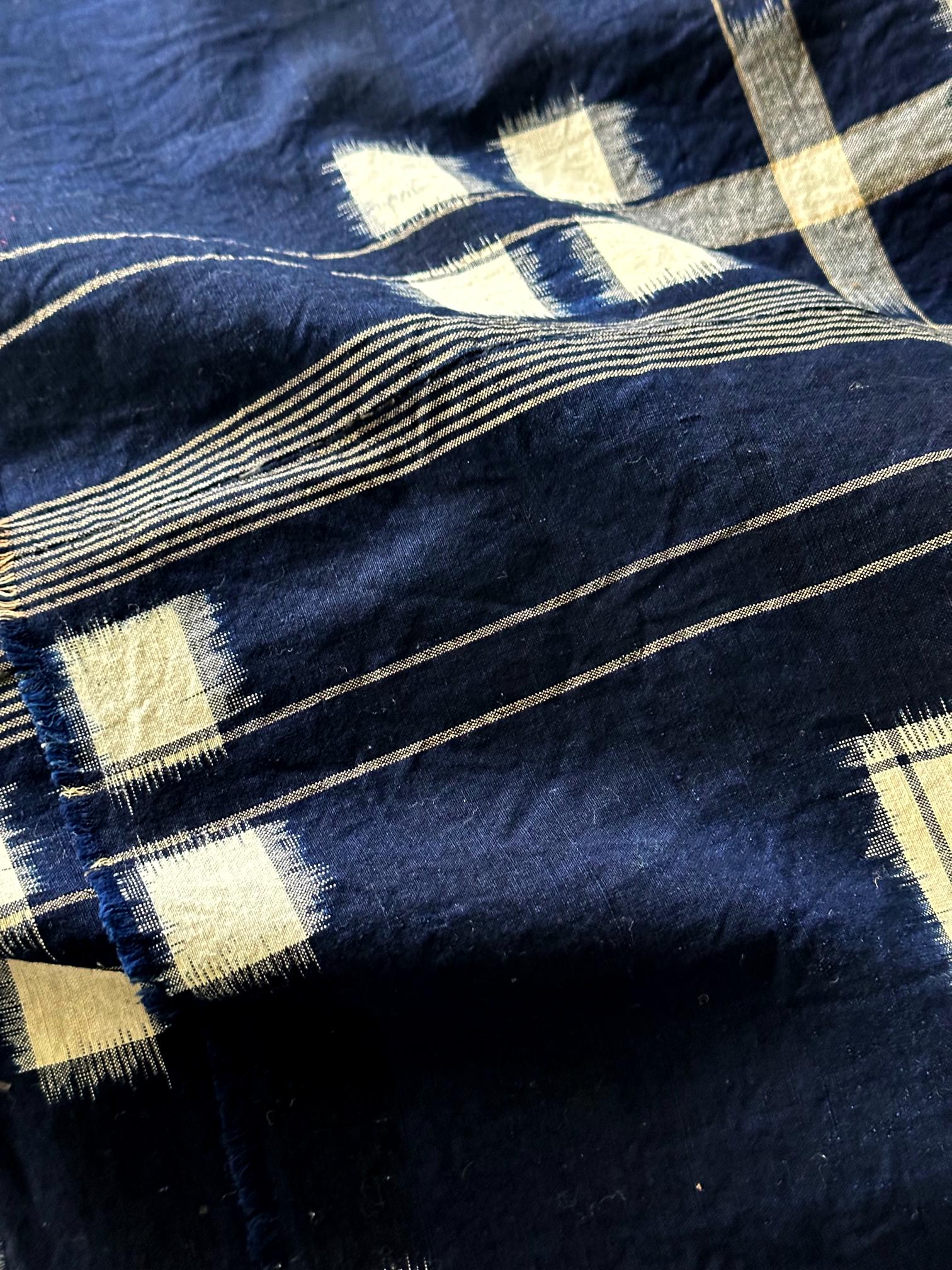 Japanese Textile Panel Double Ikat Kasuri Futon Cover For Sale at 1stDibs