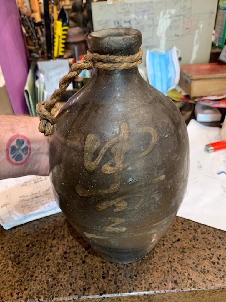 Japanese Tokkuri, 'Sake or shochu bottle' with Glazed Characters For ...