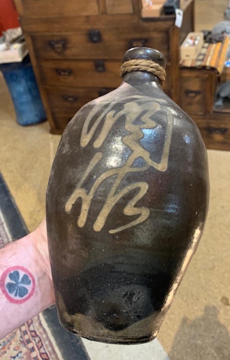 Japanese Tokkuri, 'Sake or shochu bottle' with Glazed Characters For ...