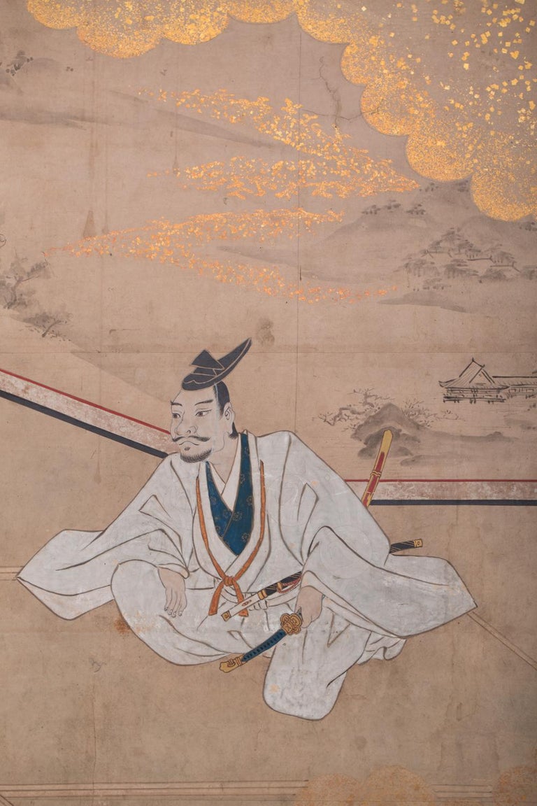 Japanischer Zwei-Panel-Bildschirm: Genpei-Krieger im Angebot bei 1stDibs