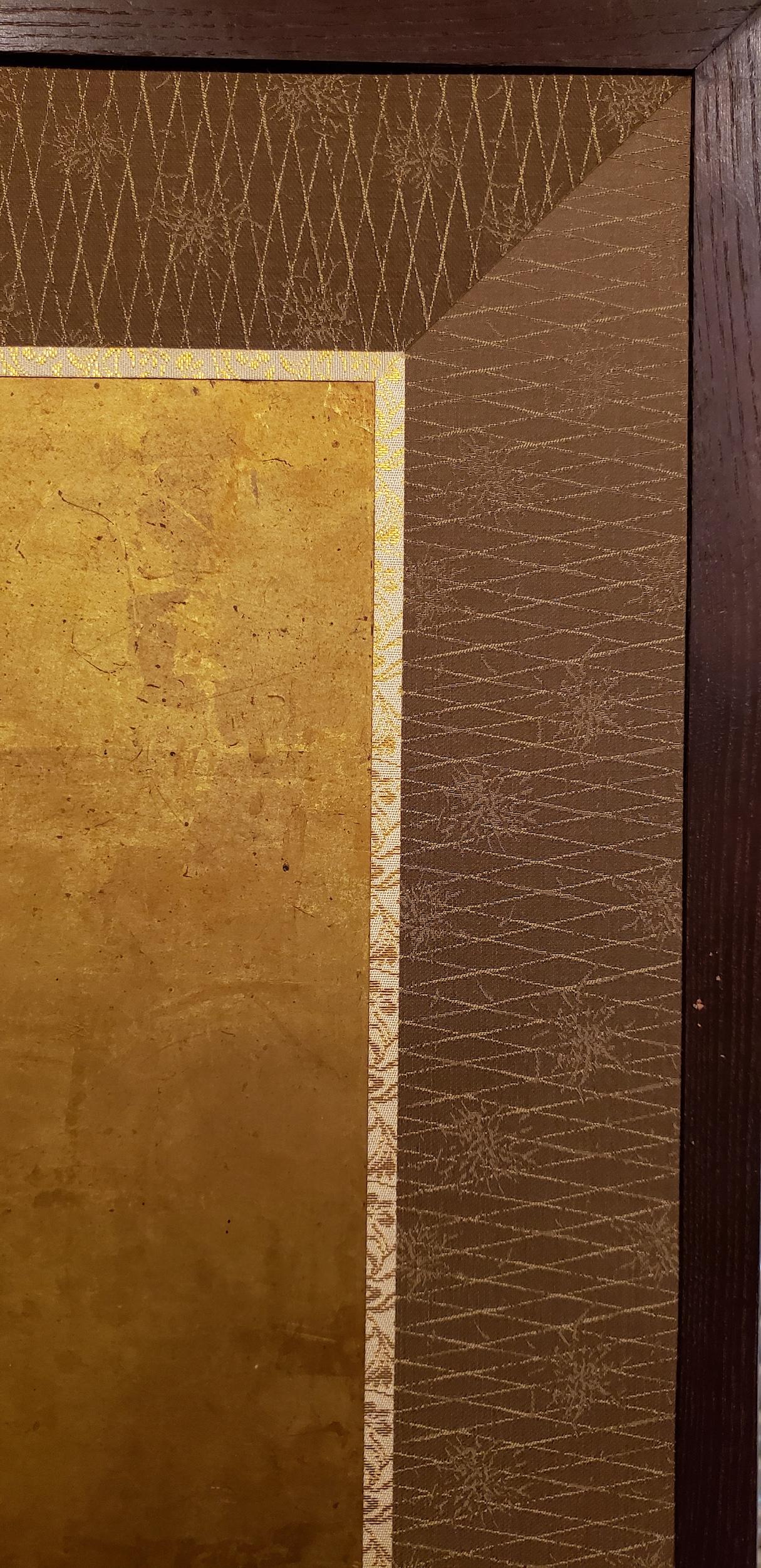 Japanese Two-Panel Screen Gold Leaf on Paper For Sale at 1stDibs | gold ...