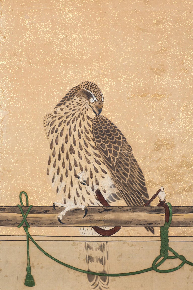 Japanese Two-Panel Screen, Hunting Falcons For Sale at 1stDibs ...