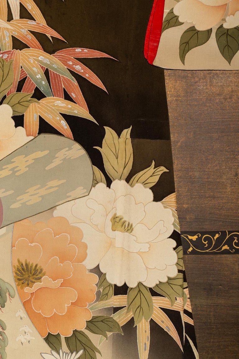 Japanese Two Panel Screen: Kimono on Rack at 1stDibs