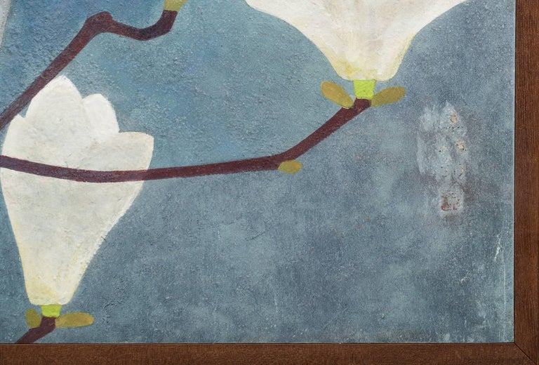Japanese Two-Panel Screen, Magnolia in Bloom at 1stDibs