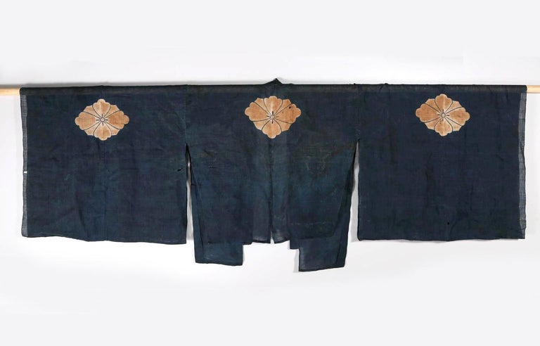 Japanese Two-Piece Indigo Asa Kyogen Festival Costume Meiji Period For ...