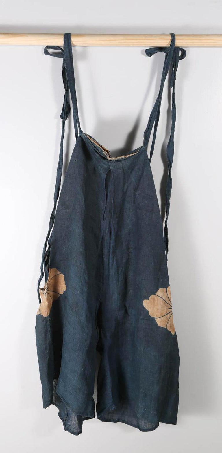 Japanese Two-Piece Indigo Asa Kyogen Festival Costume Meiji Period For ...