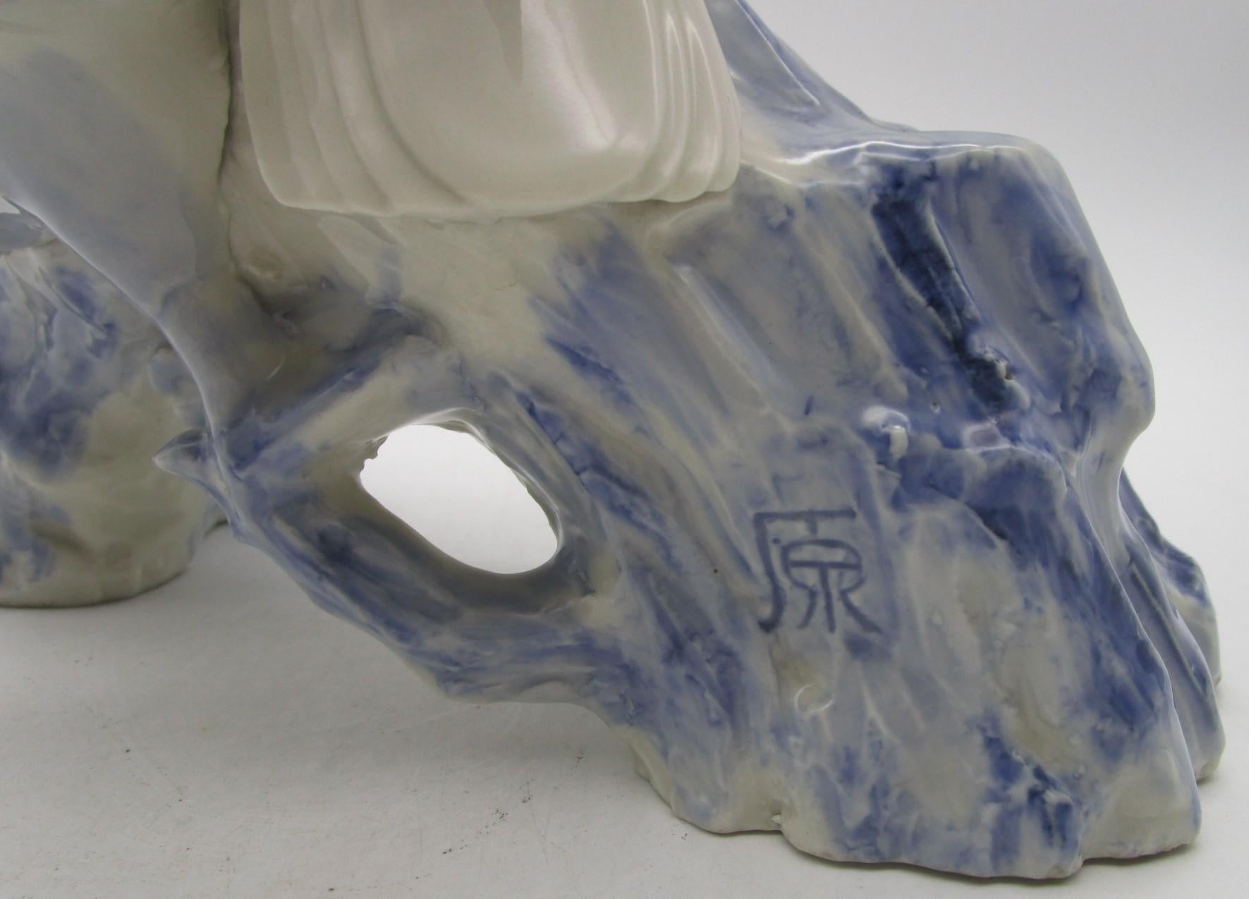 Japanese Vintage Blue White Porcelain Sculptue, circa 1930 For Sale at ...