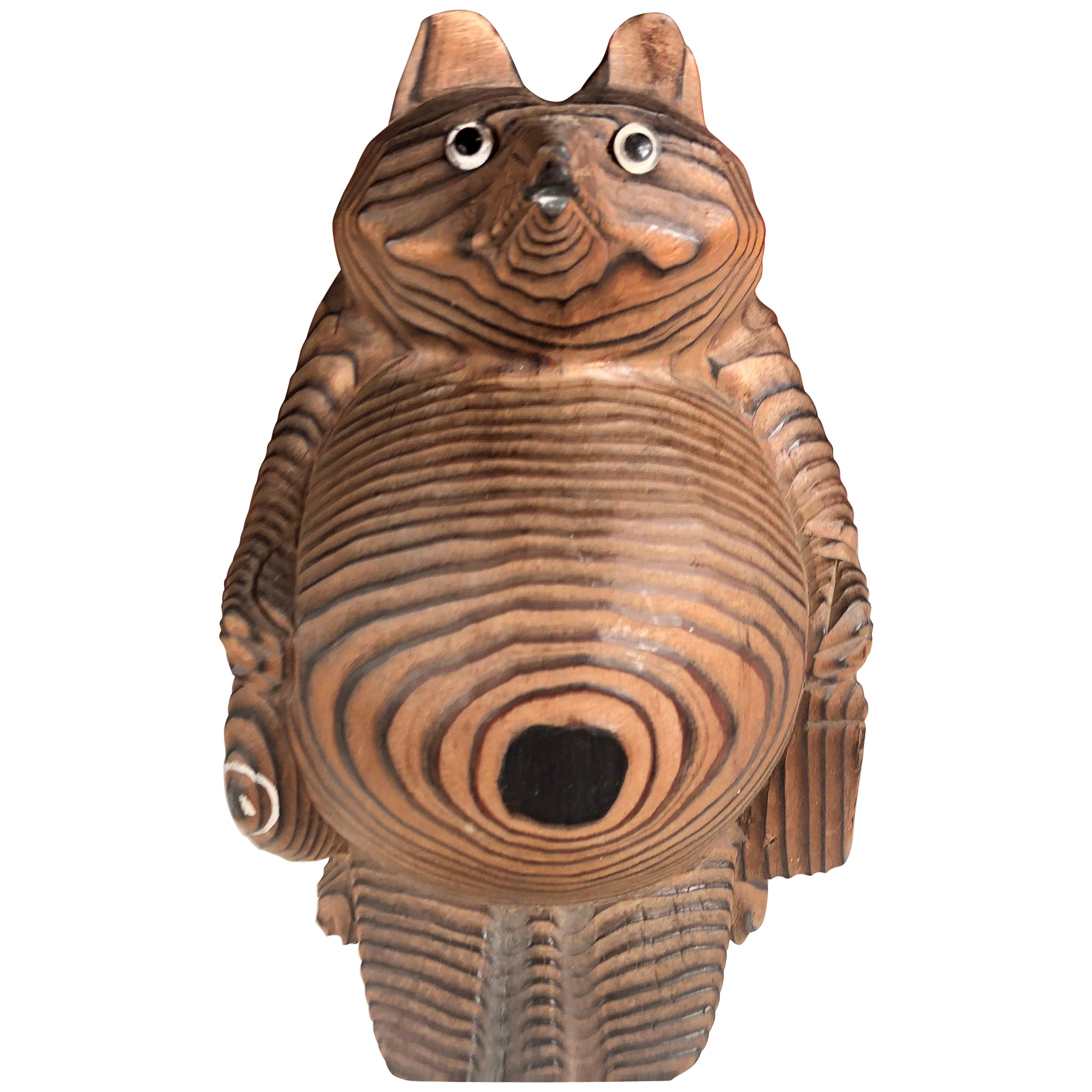 Japanese Vintage Folk Tanuki Hand Carved at 1stDibs | tanuki wood, big ...