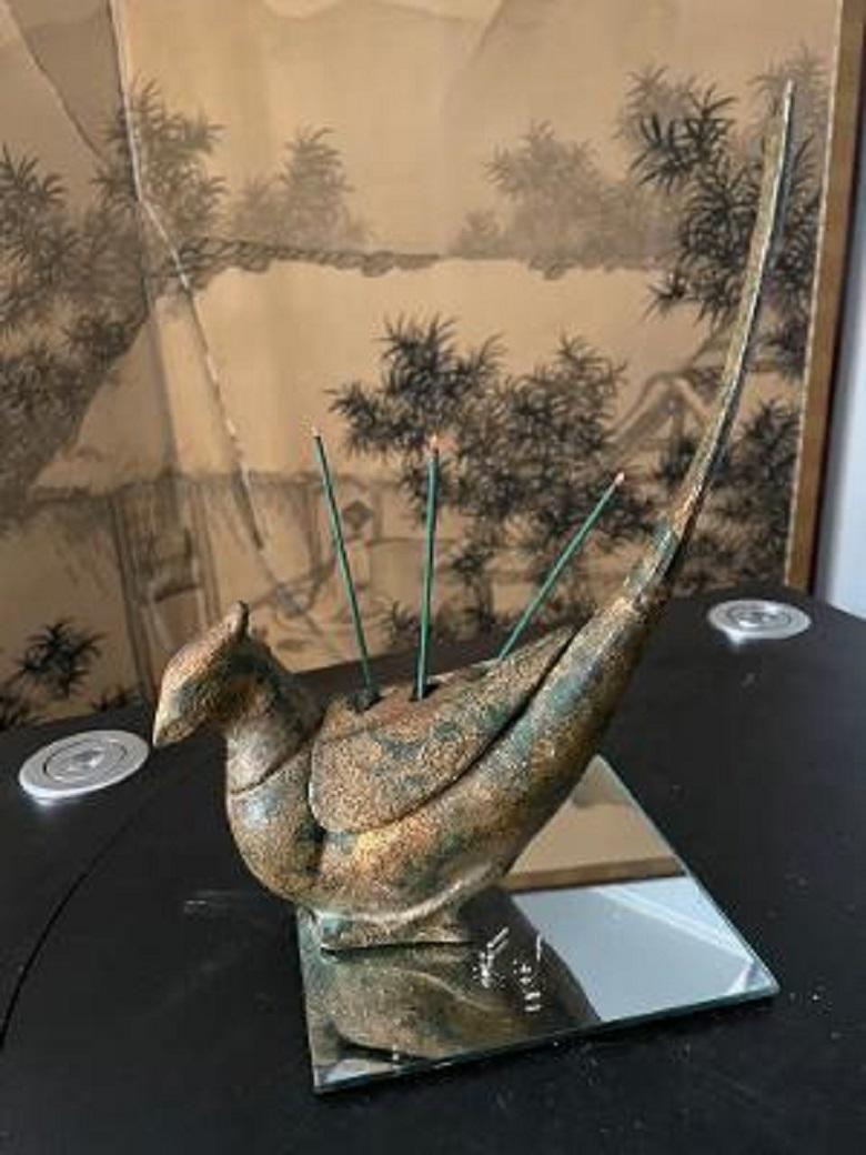 Japanese Vintage Gilt Pheasant Bird Lighting Lantern Censer For Sale at ...