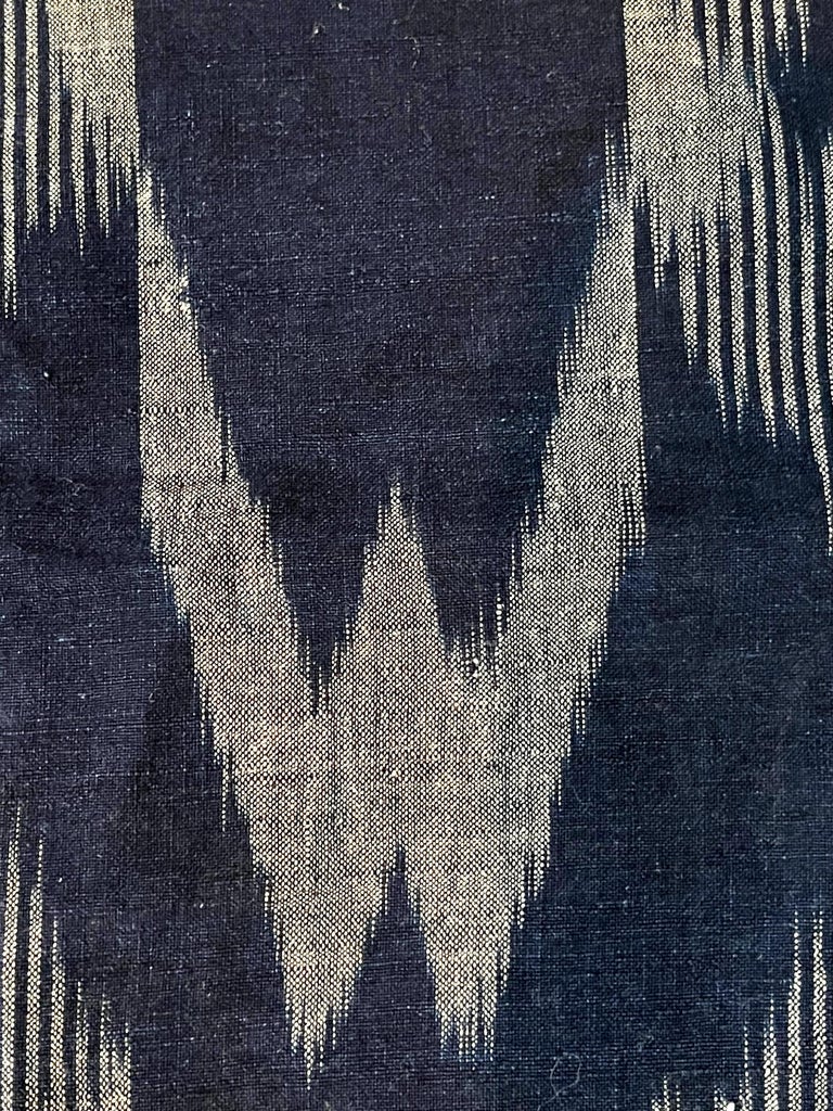 Japanese Vintage Indigo Woven Ikat Gasuri Textile Panel For Sale at 1stDibs