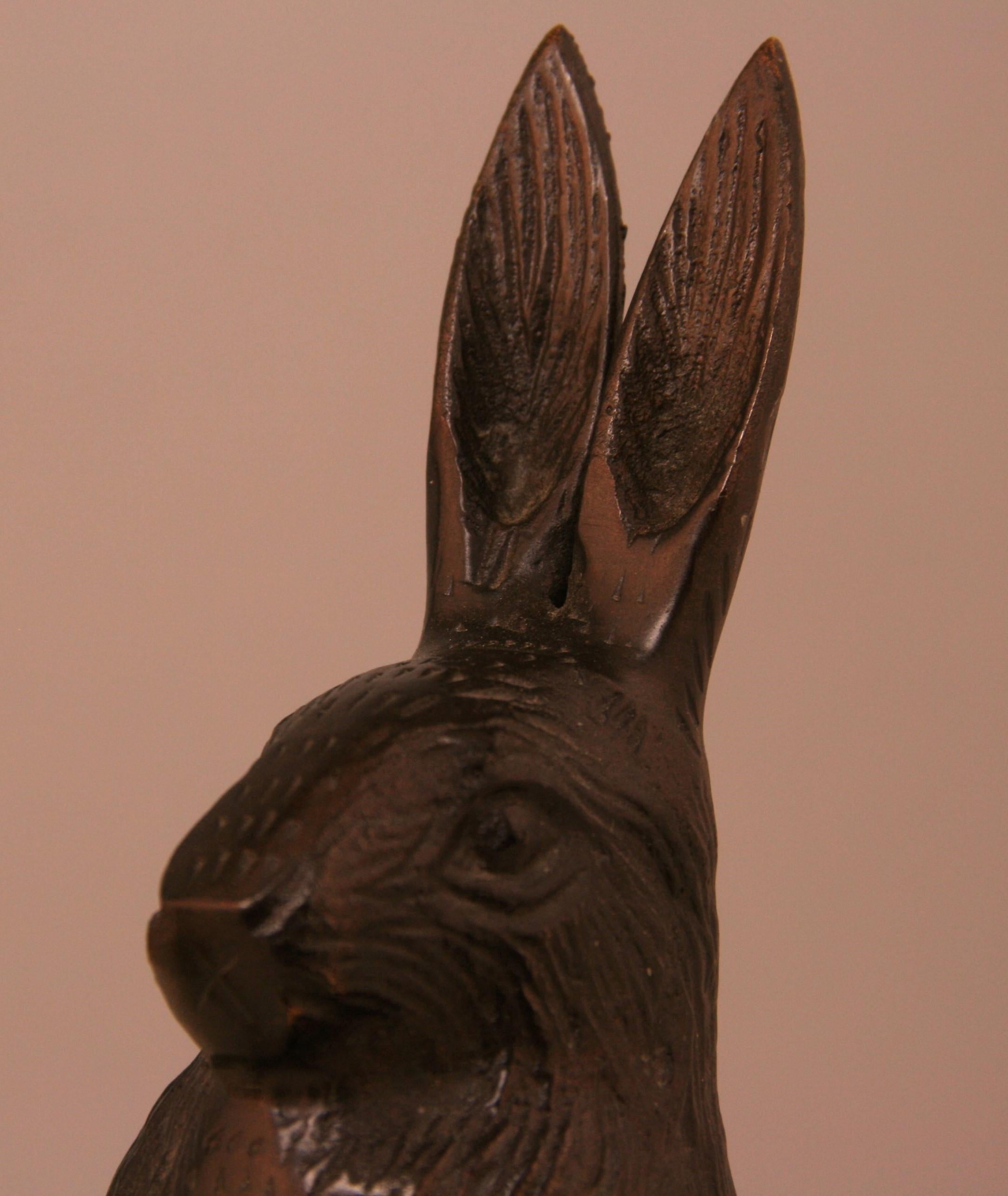 Japanese Vintage Old Pair Bronze Garden Rabbits at 1stDibs