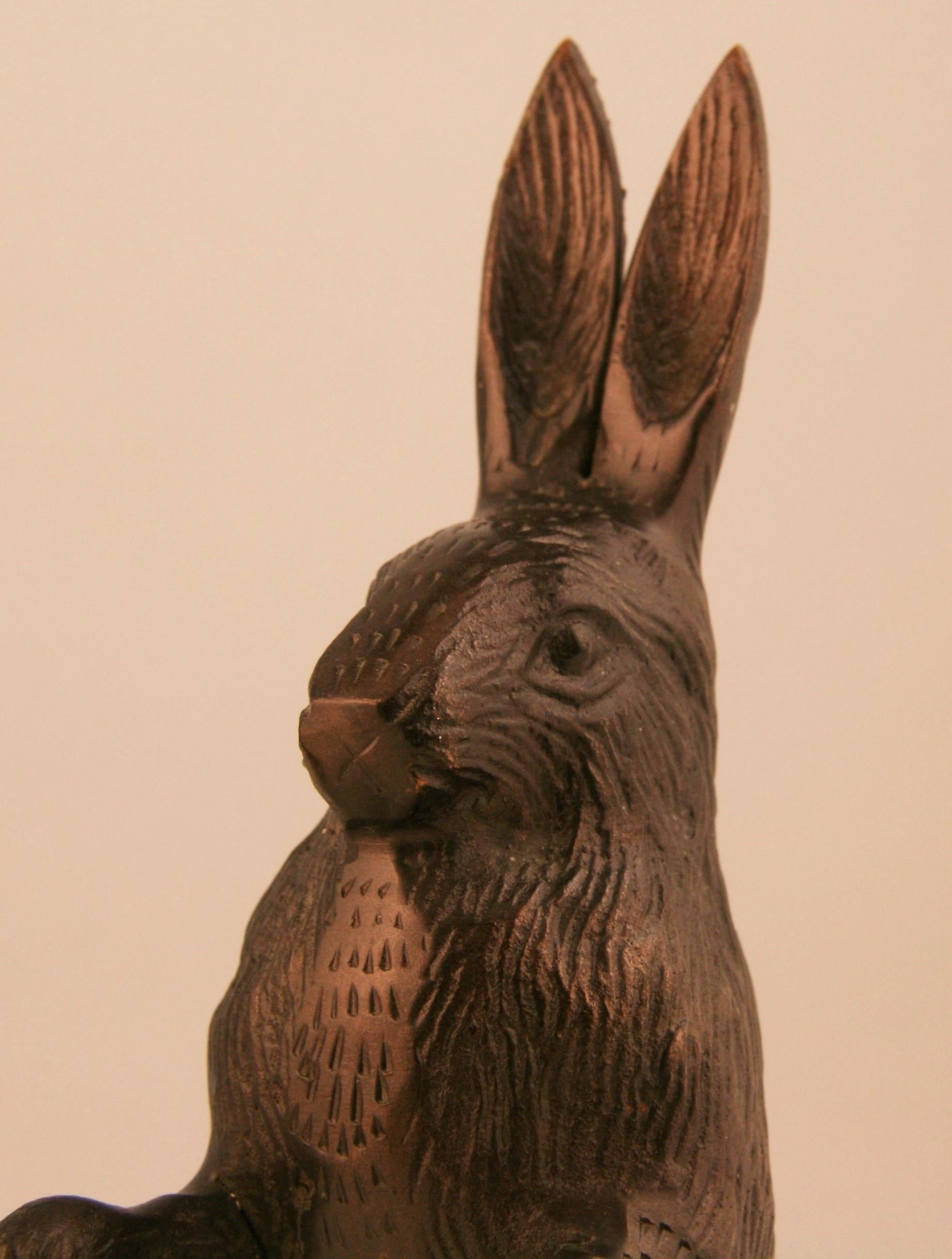 Japanese Vintage Old Pair Bronze Garden Rabbits at 1stDibs