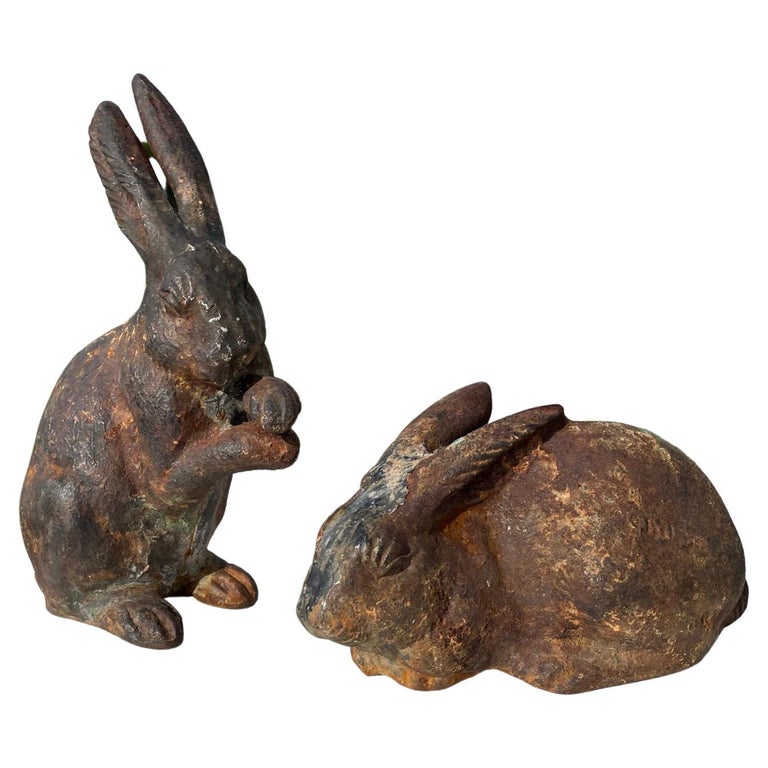 Japanese Vintage Old Pair Garden Rabbits at 1stDibs