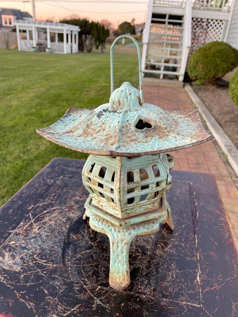 Japanese Vintage Old Robin Egg Blue Hearts Garden Lantern at 1stDibs