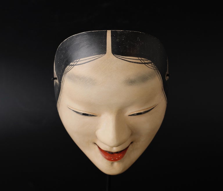 Japanese Waka onna Noh Mask representing young woman signed by Taito ...