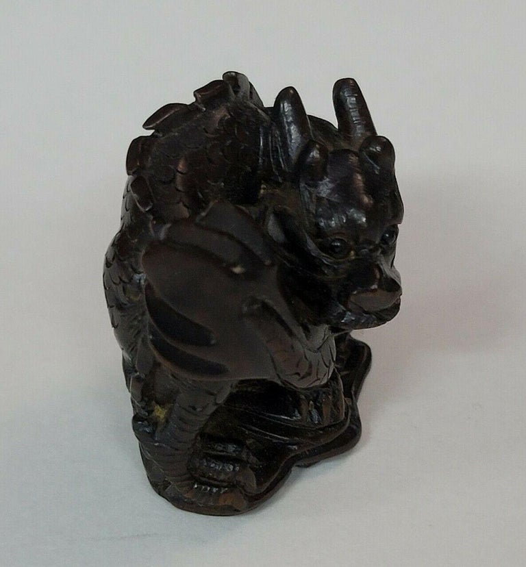 Japanese Wood Netsuke " The Chi-Lin " by Yoshitoshi Late Meiji Era at ...