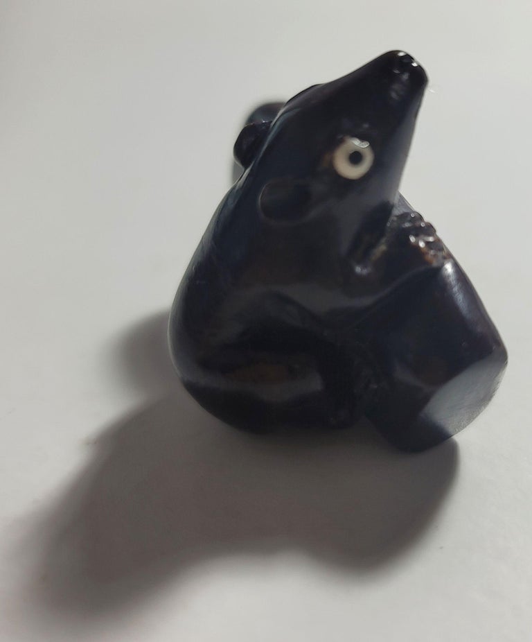 Japanese Wood Netsuke " The Rat on the Wood Board" Signed, Meiji Era ...