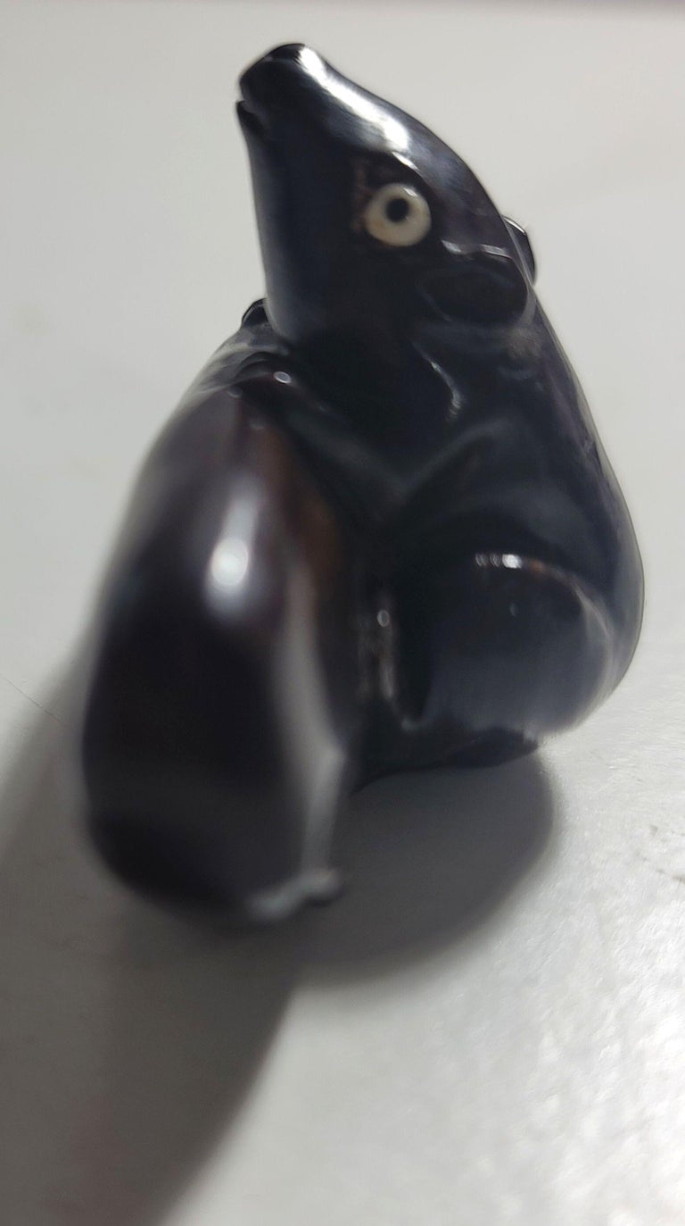 Japanese Wood Netsuke " The Rat on the Wood Board" Signed, Meiji Era ...