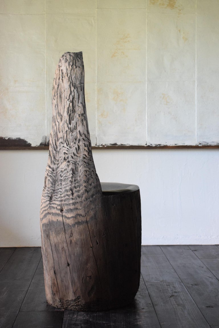 Japanese Wooden Block Chair / Primitive Chair / Wabisabi Seating at 1stDibs