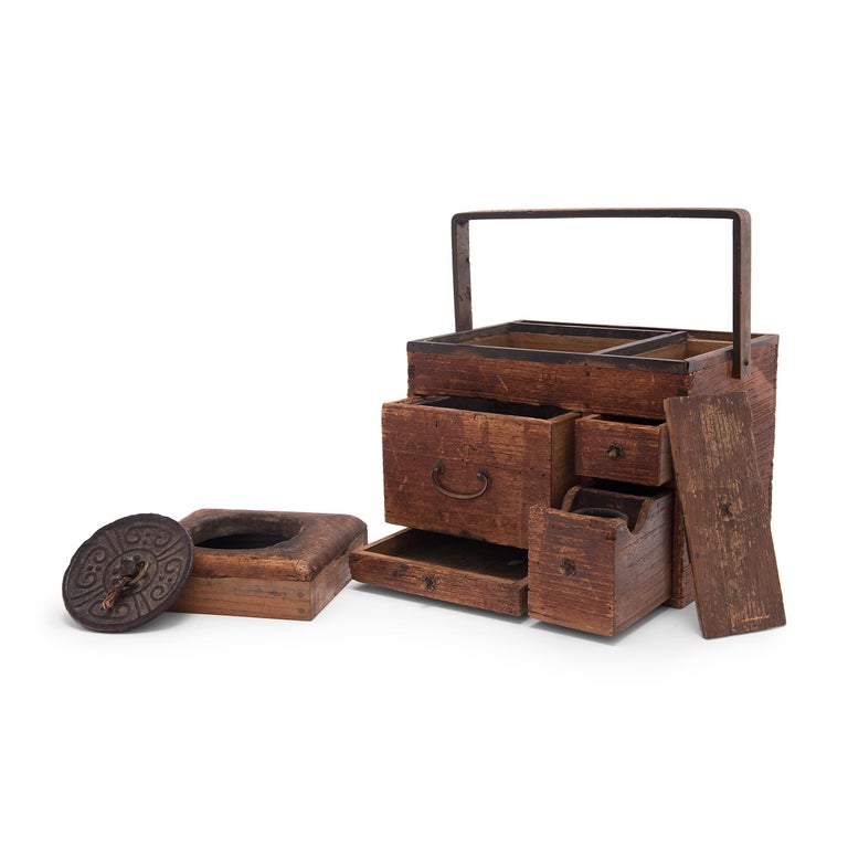 Japanese Wooden Tabako-Bon Box with Handle, c. 1850 at 1stDibs