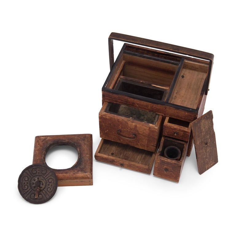 Japanese Wooden Tabako-Bon Box with Handle, c. 1850 at 1stDibs