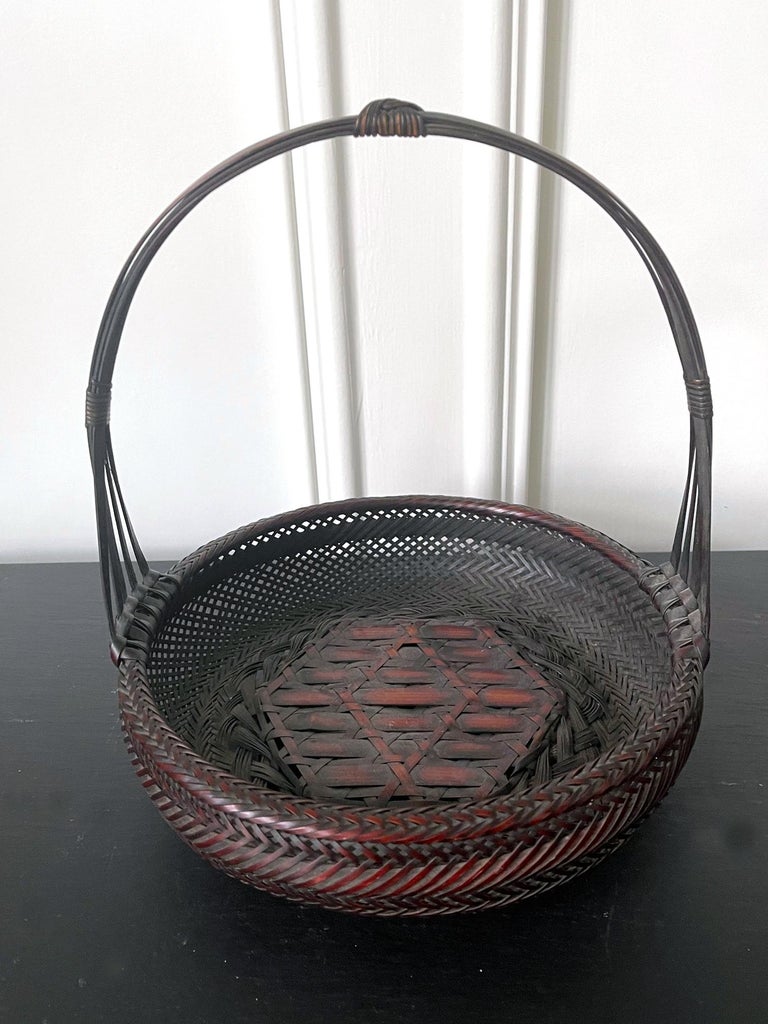 Japanese Woven Bamboo Ikebana Basket For Sale at 1stDibs