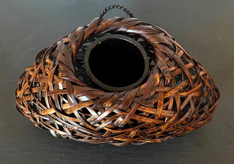 Japanese Woven Ikebana Hanging Basket by Suemura Shobun For Sale at 1stDibs