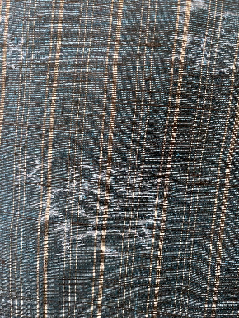 Japanese Woven Linen Kimono with Katazome Stencil Dyes For Sale at 1stDibs