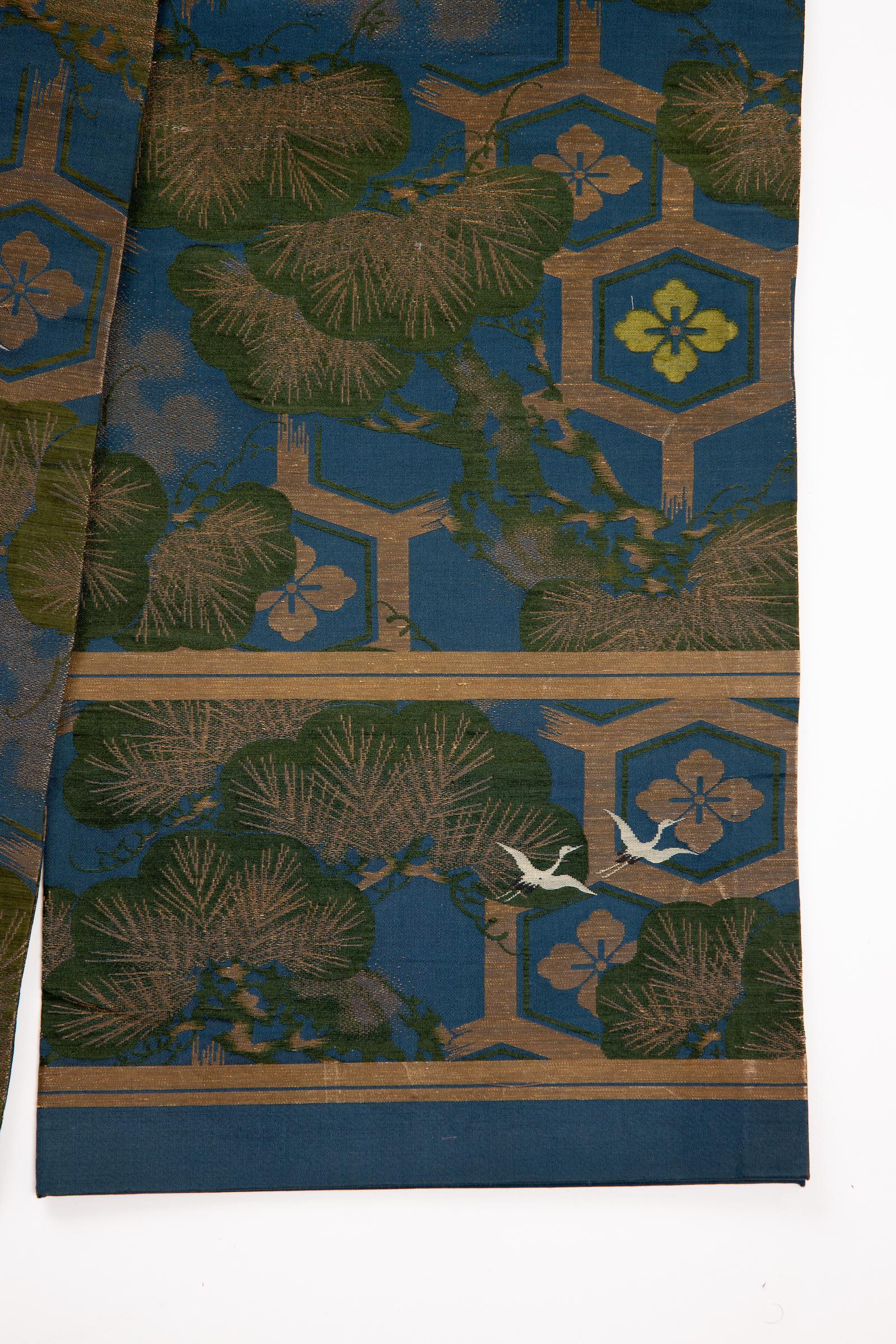 Japanese Long Woven Turquoise Silk and Metal Thread Obi at 1stDibs ...