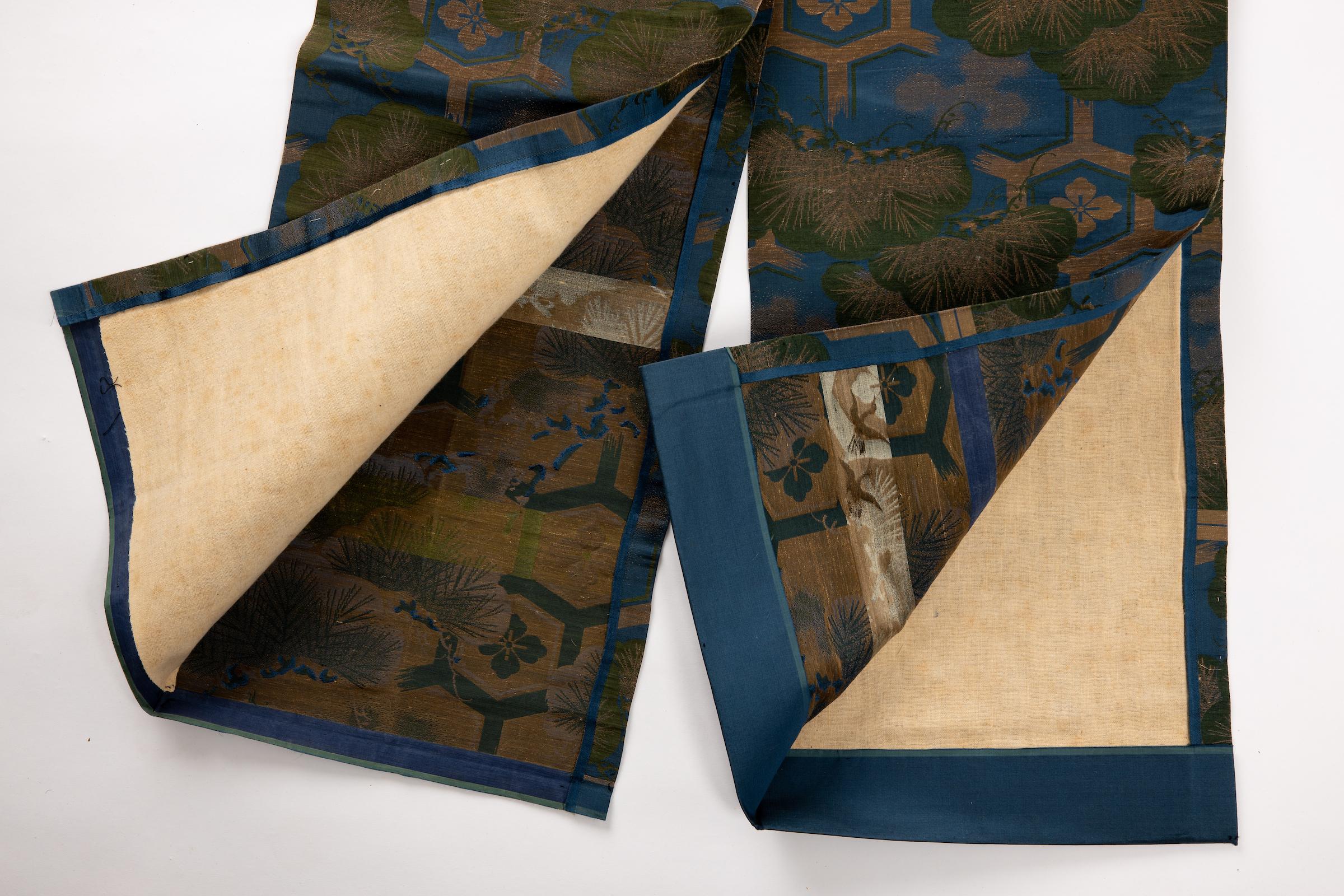 Japanese Long Woven Turquoise Silk and Metal Thread Obi at 1stDibs ...