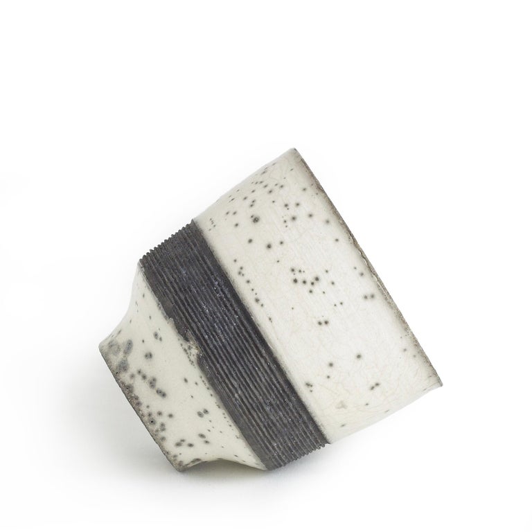 Japanese Yunomi Tea Cup Raku Ceramic Black Band For Sale at 1stDibs