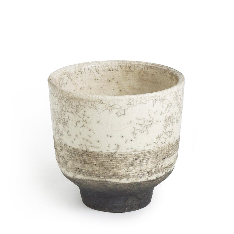 Japanese Yunomi Tea Cup Raku Ceramic Black Base For Sale at 1stDibs