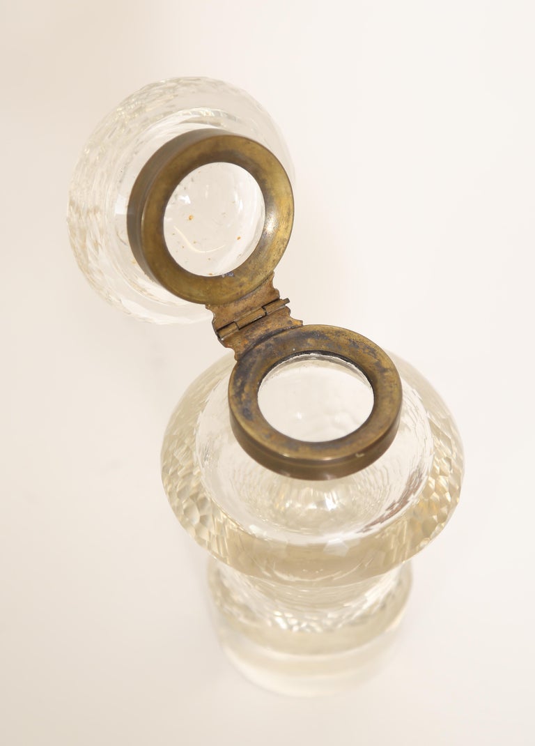 Japonais Revival Coppered Inkstand with Hand Carved Glass Ink Wells For ...